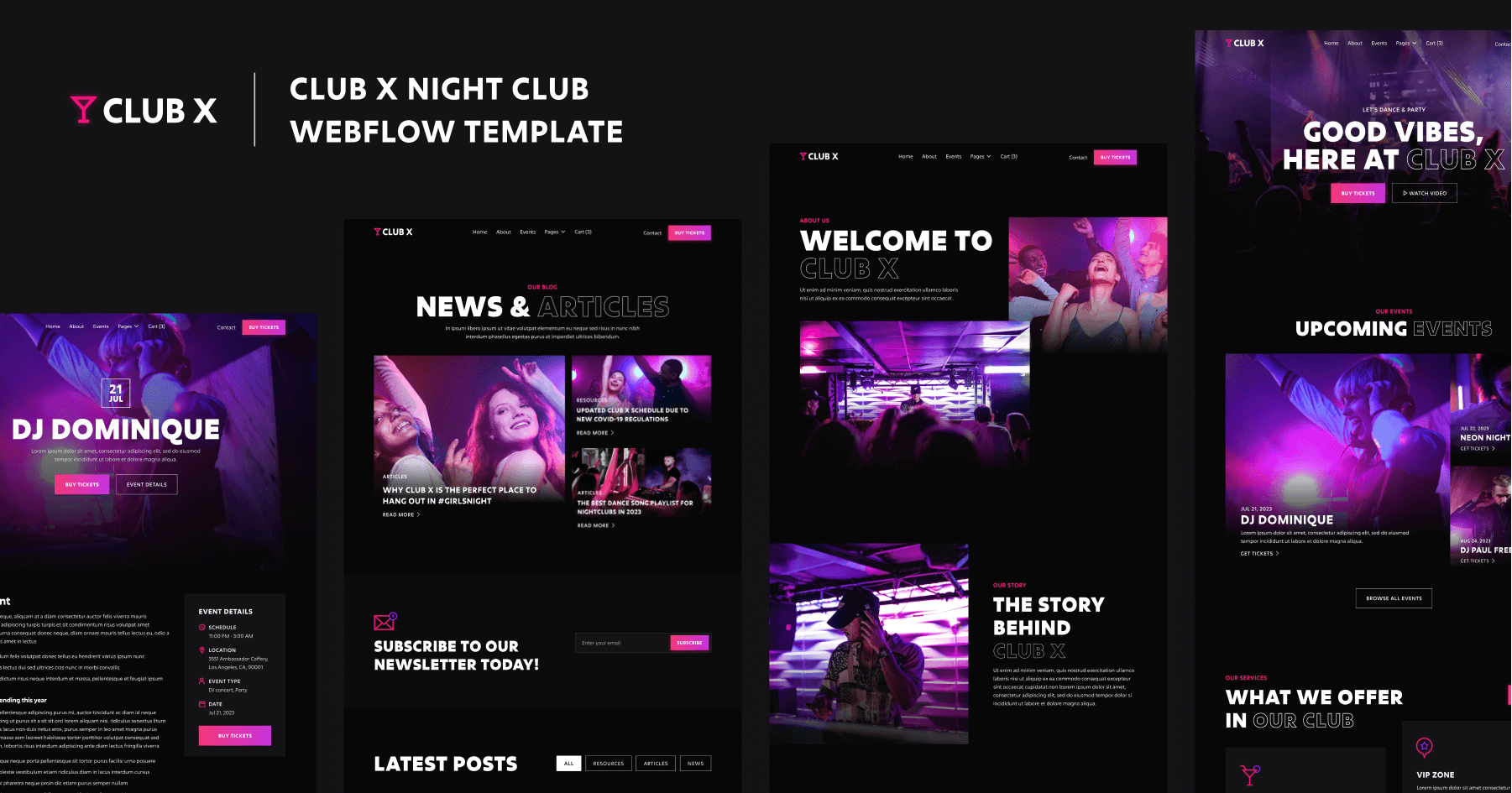 Style Guide - Club X - Webflow Ecommerce website template