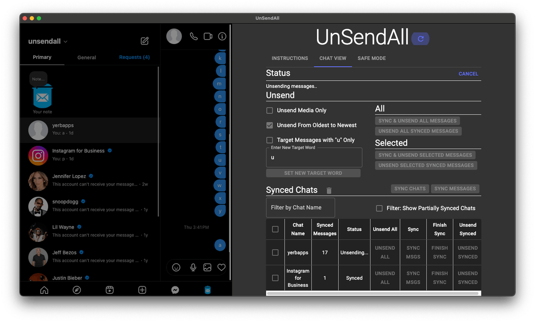 UnSendAll - Unsend All Your Instagram Messages
