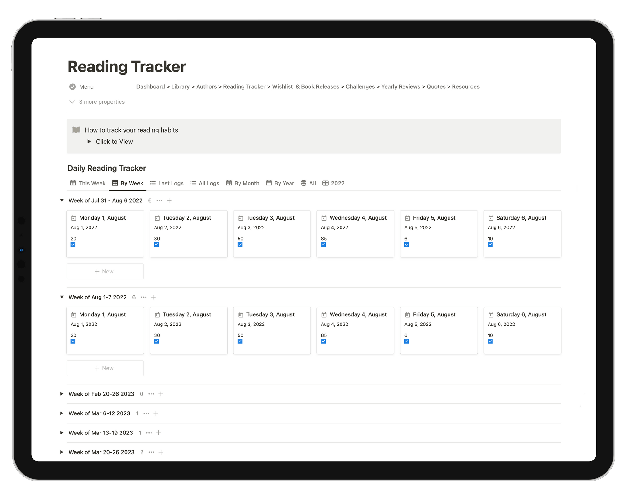 Ultimate Reading Tracker Template for Notion