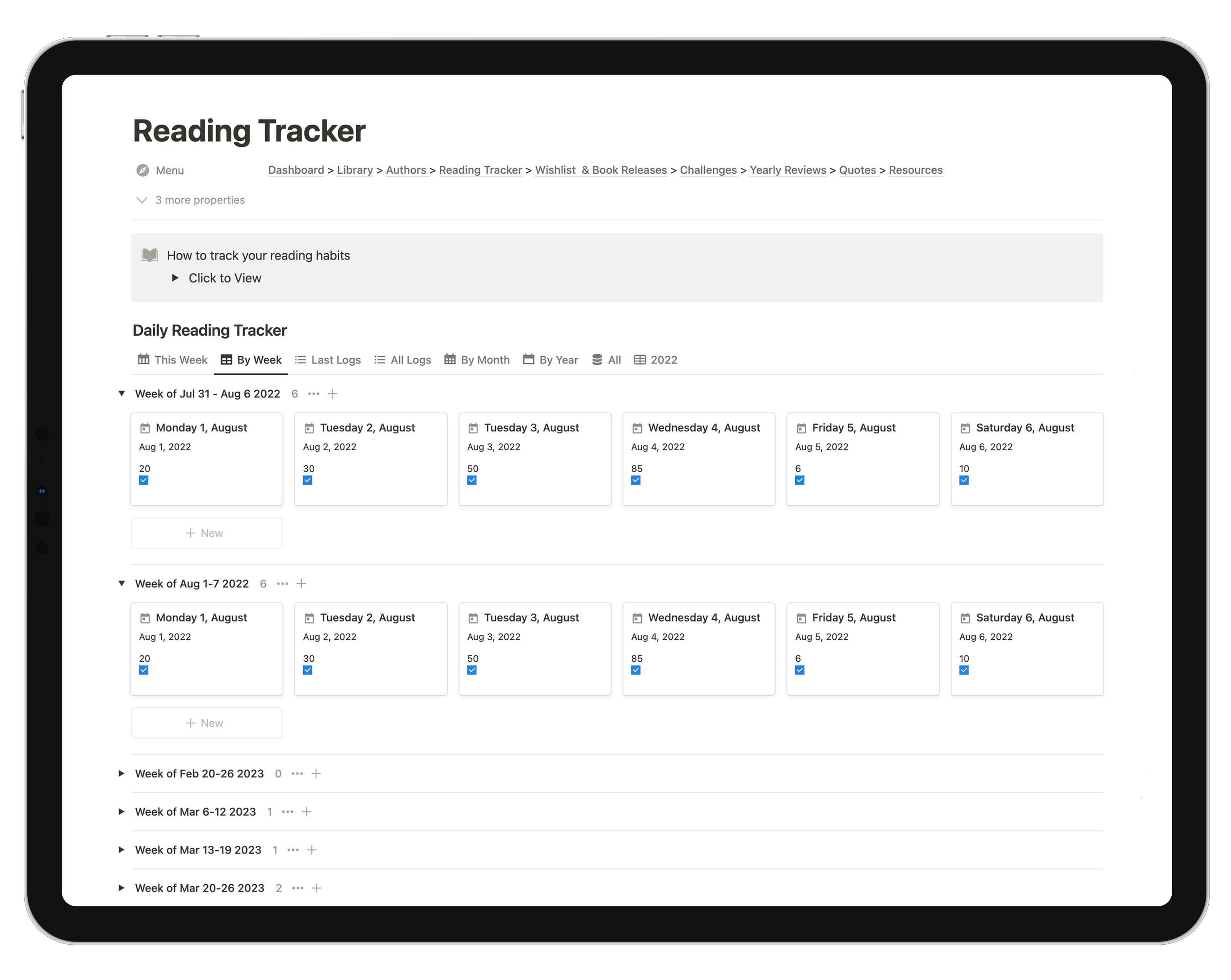 Ultimate Reading Tracker Template for Notion