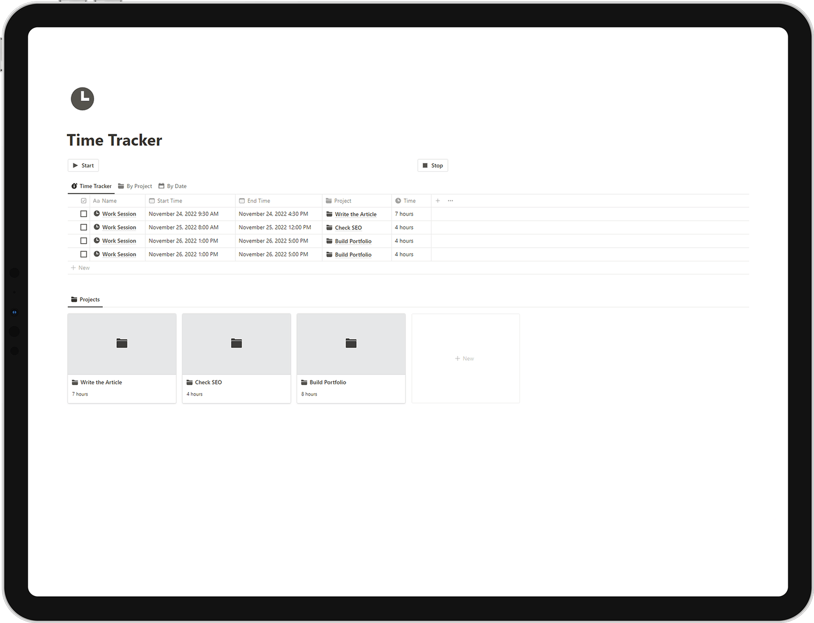 Time Tracker Free Notion Template Download