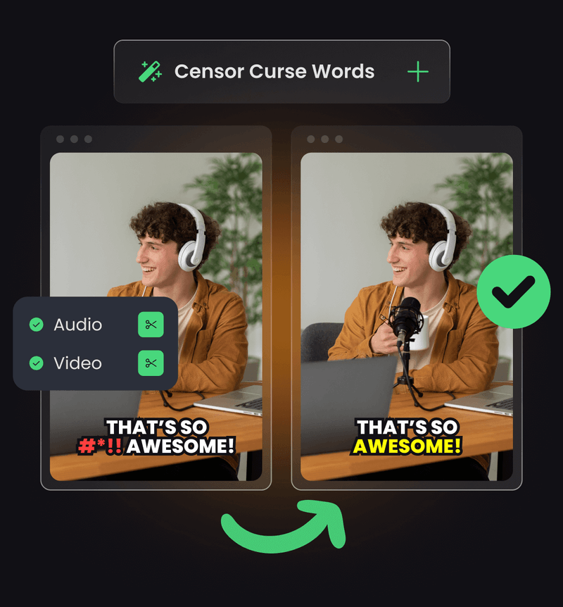 Censor Video - Blur, Bleep & Mute Videos Instantly with AI - OpusClip