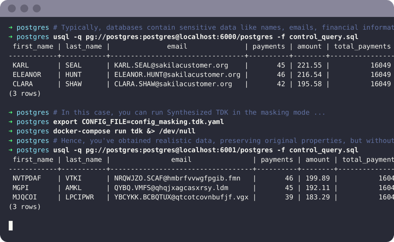 Production-like test data - Synthesized