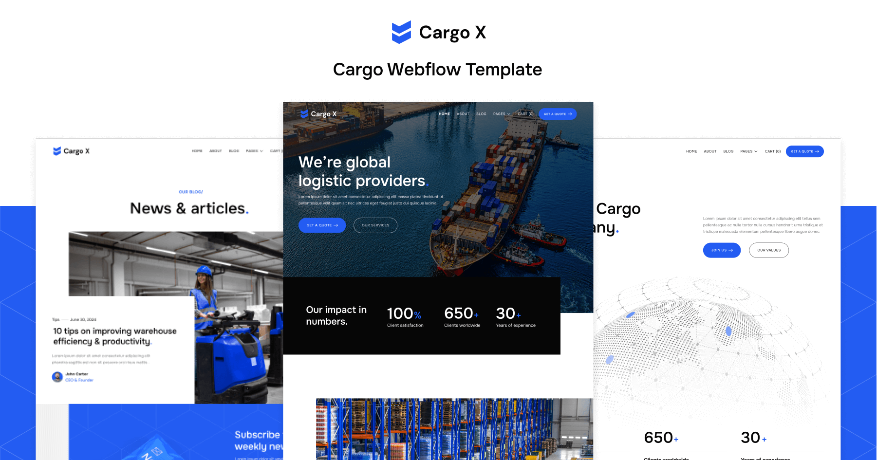 Style Guide - Cargo X - Webflow Ecommerce website template