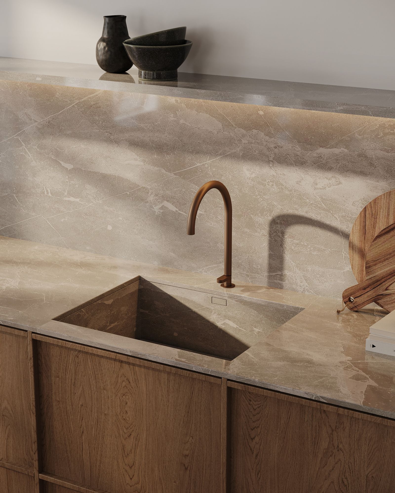 Essence Collection: Light Oak Kitchen with Wood Veneer Cabinets