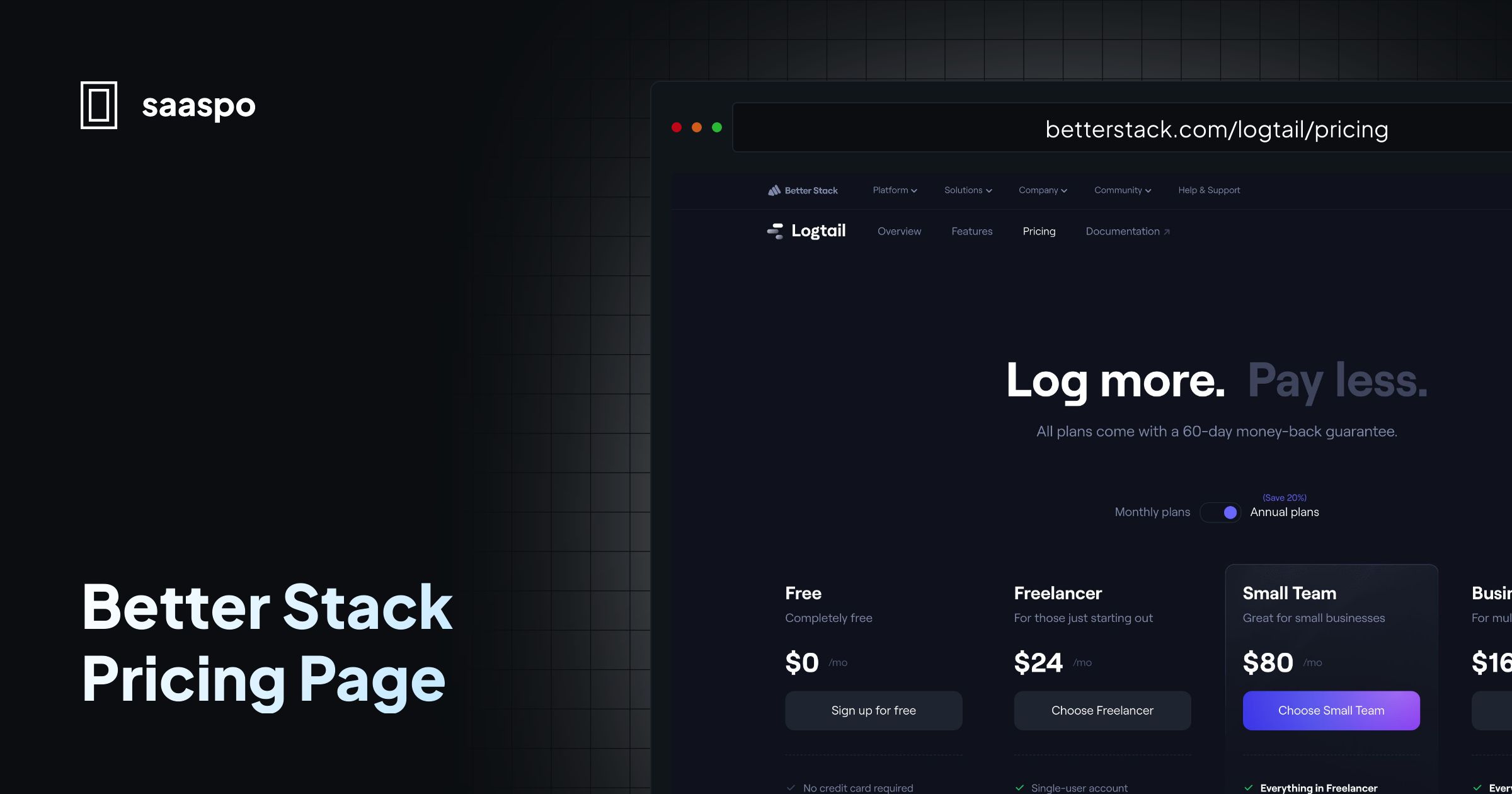 Saaspo | Better Stack Pricing Page