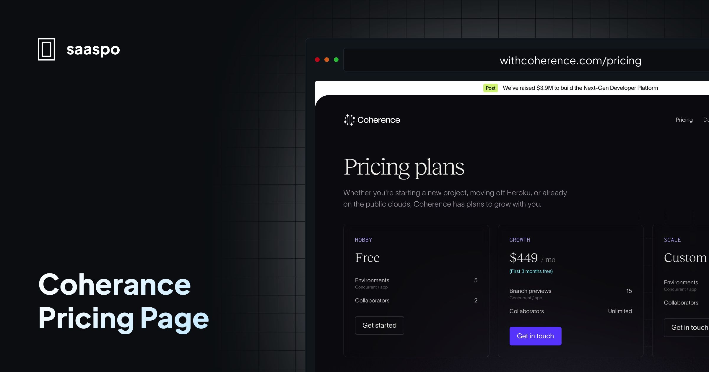 Saaspo | Coherance Pricing Page
