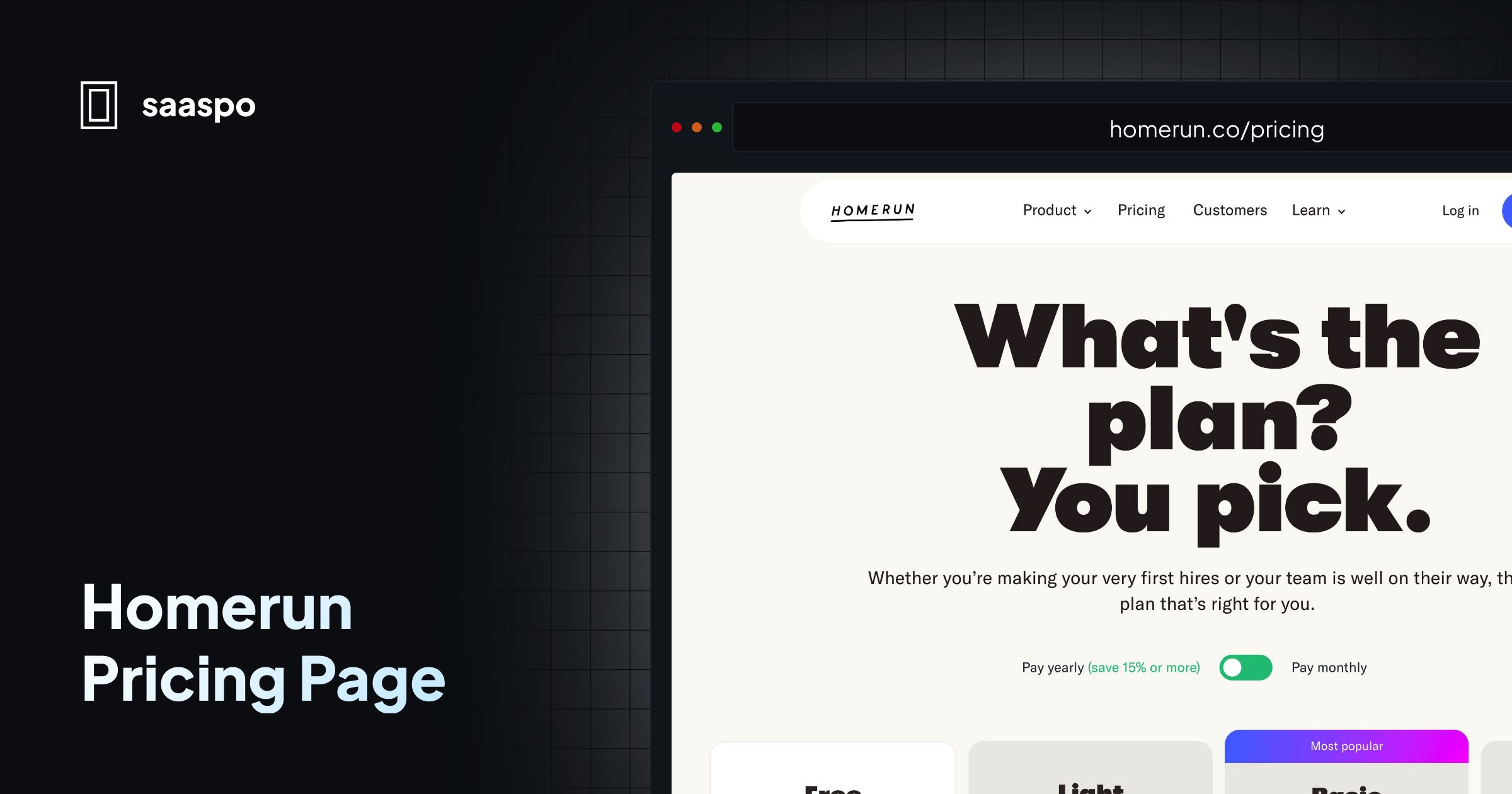 Saaspo | Homerun Pricing Page