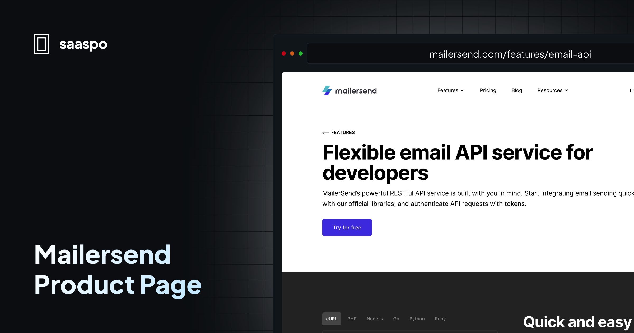 Saaspo | Mailersend Product Page