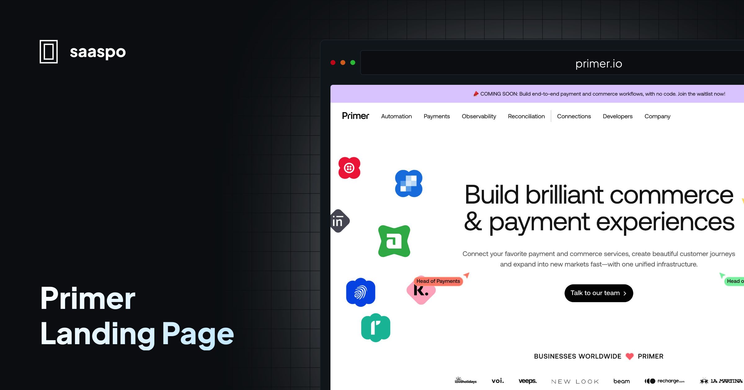 Saaspo | Primer Landing Page