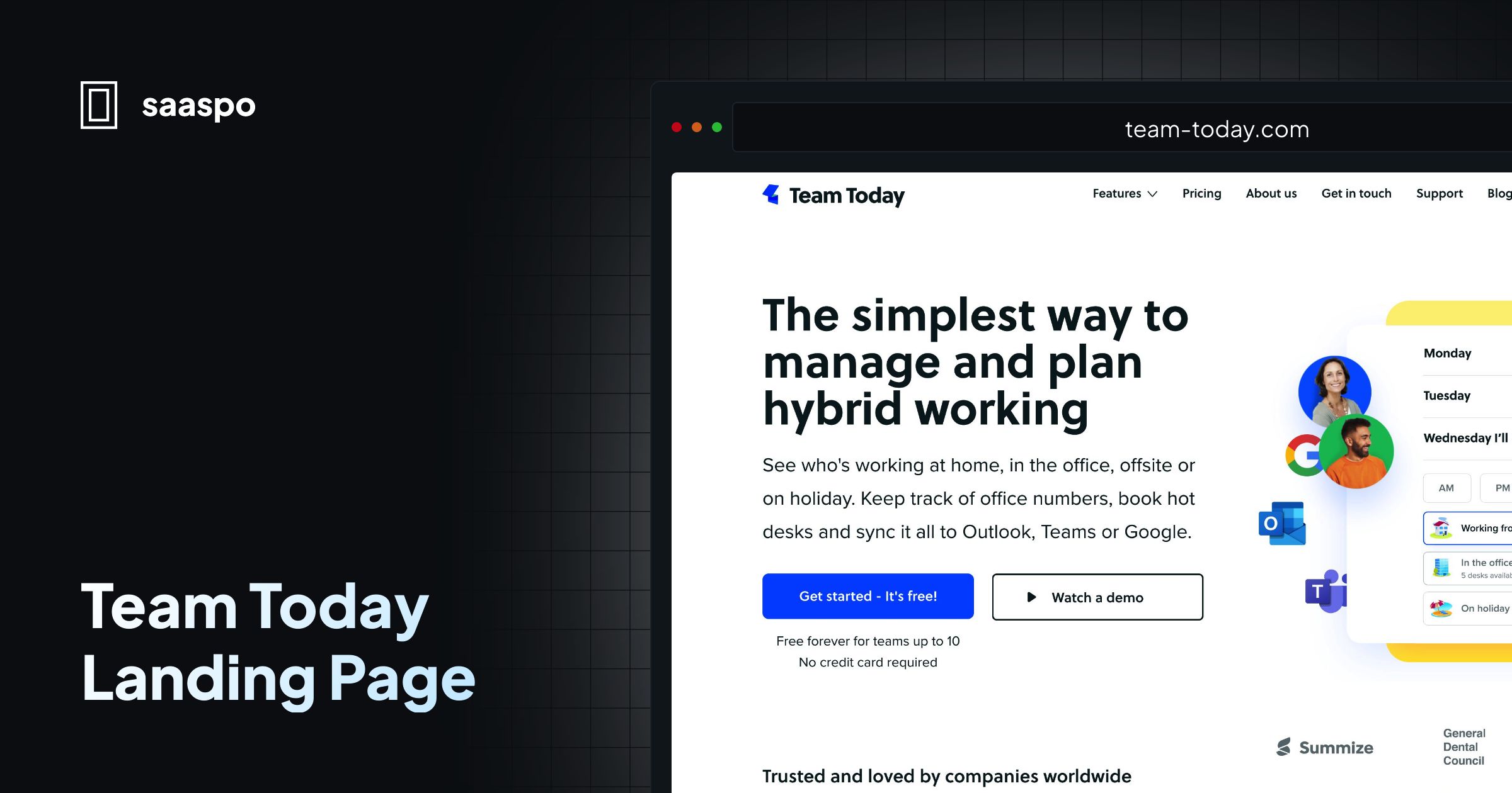 Saaspo | Team Today Landing Page