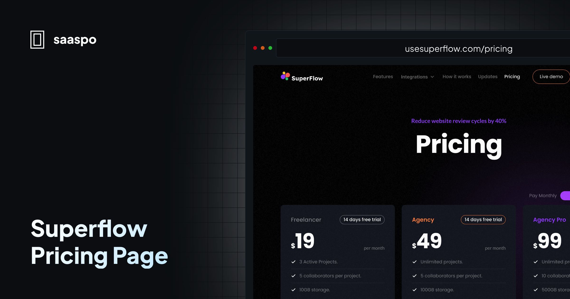 Saaspo | Superflow Pricing Page