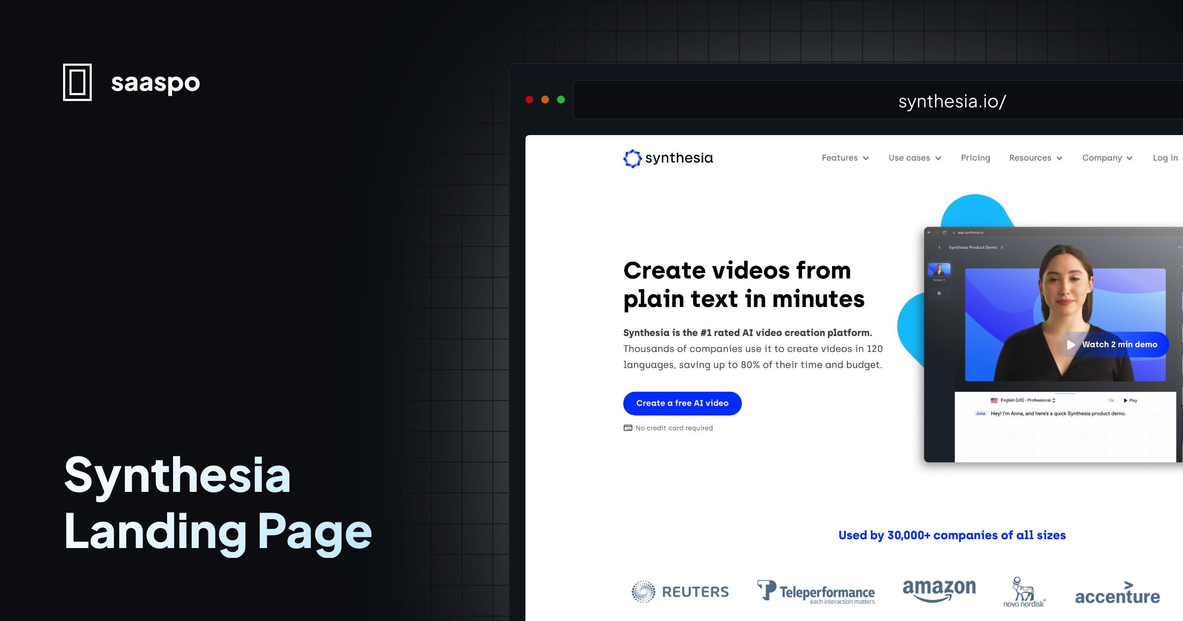 Saaspo | Synthesia Landing Page