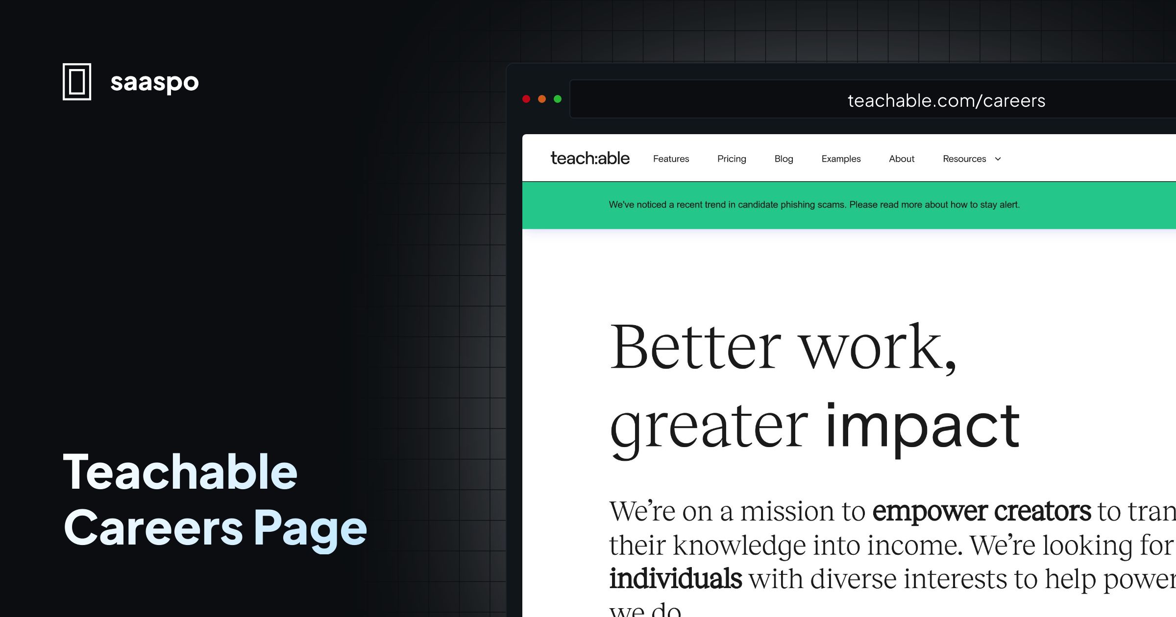 Saaspo | Teachable Careers Page