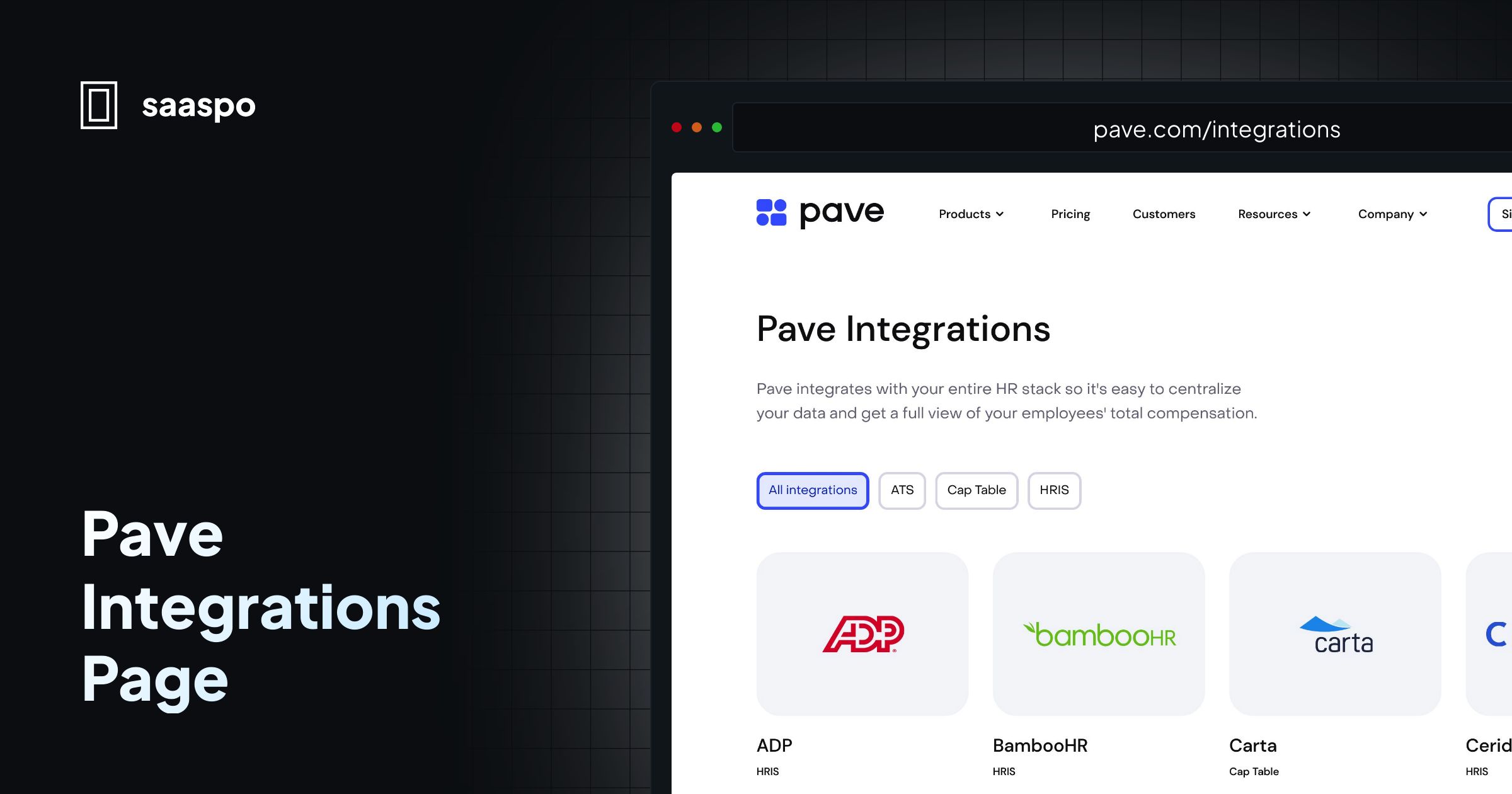 Saaspo | Pave Integrations Page
