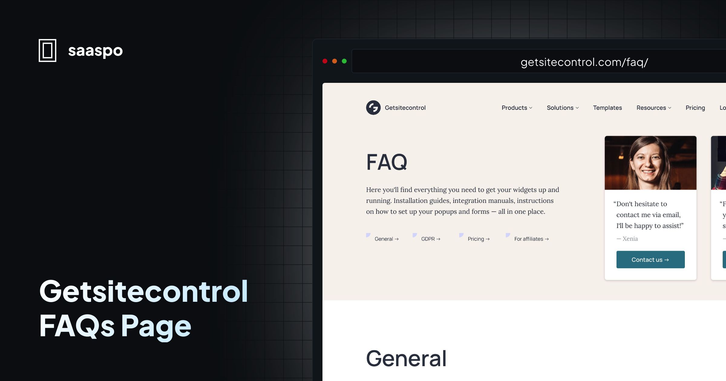 Saaspo | Getsitecontrol FAQs Page