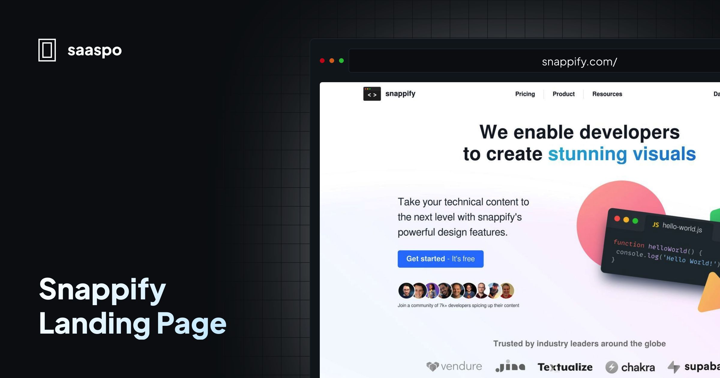 Saaspo | Snappify Landing Page