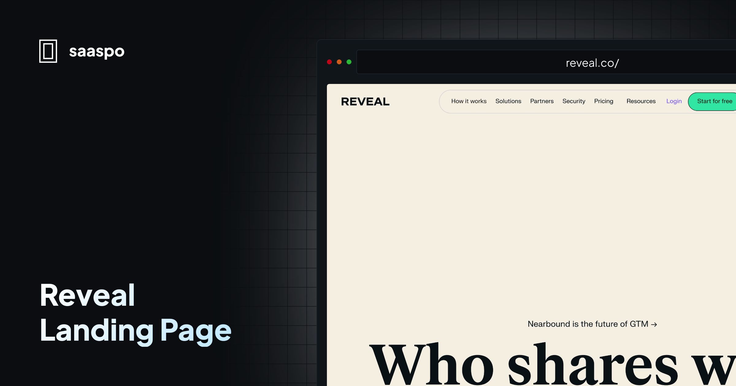 Saaspo | Reveal Landing Page
