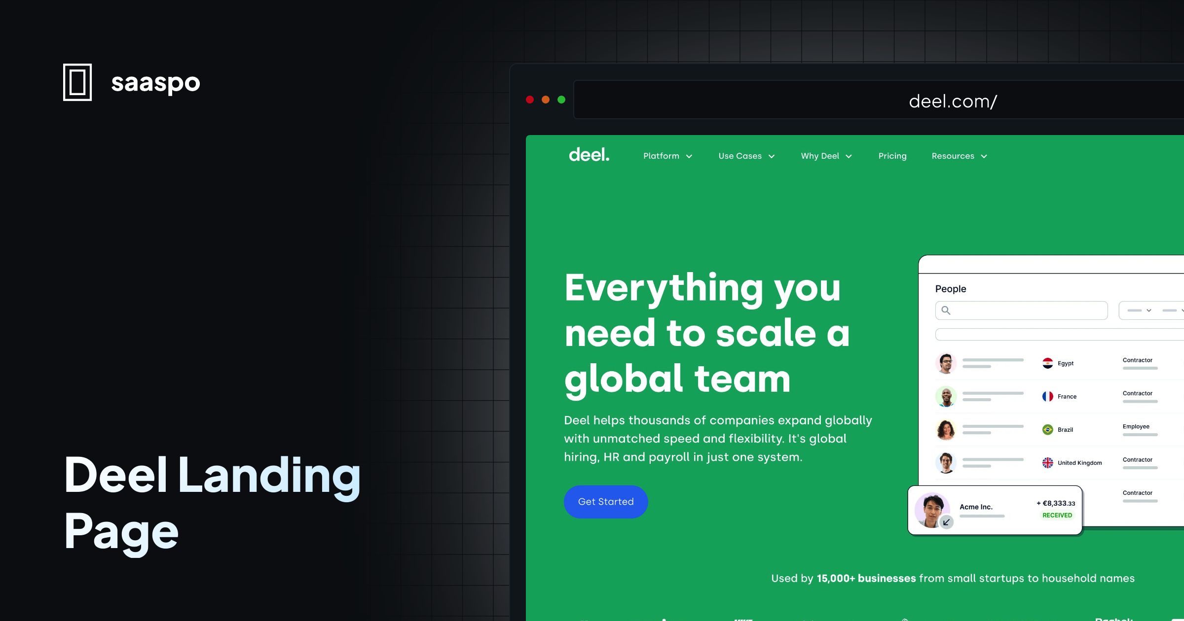 Saaspo | Deel Landing Page