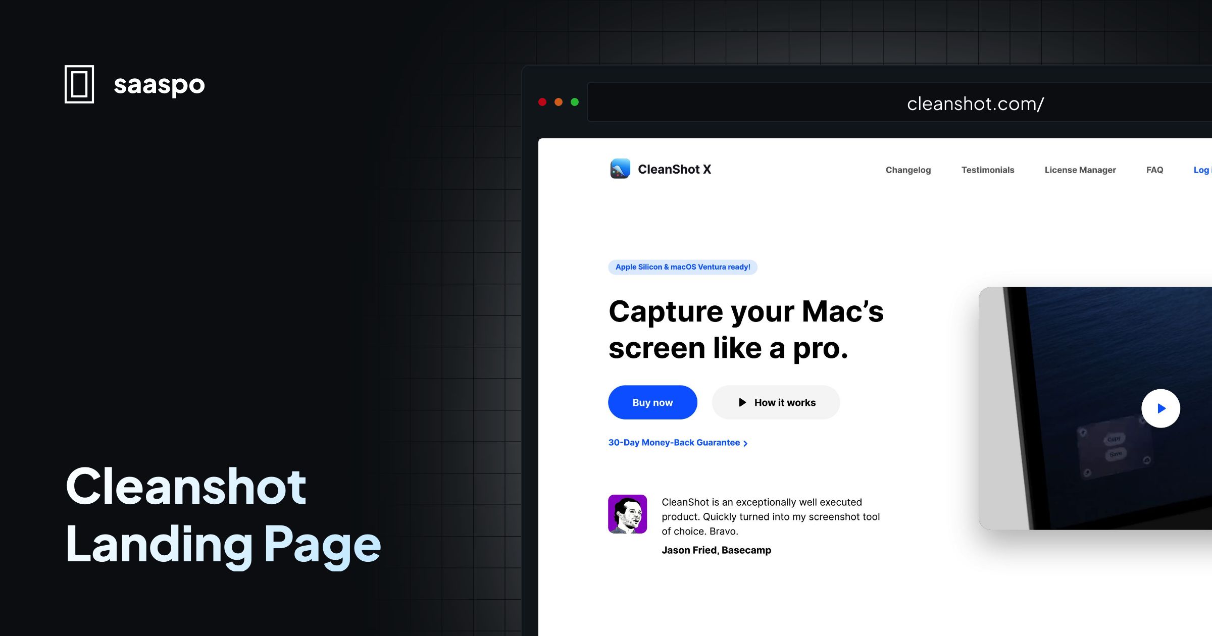 Saaspo | Cleanshot Landing Page