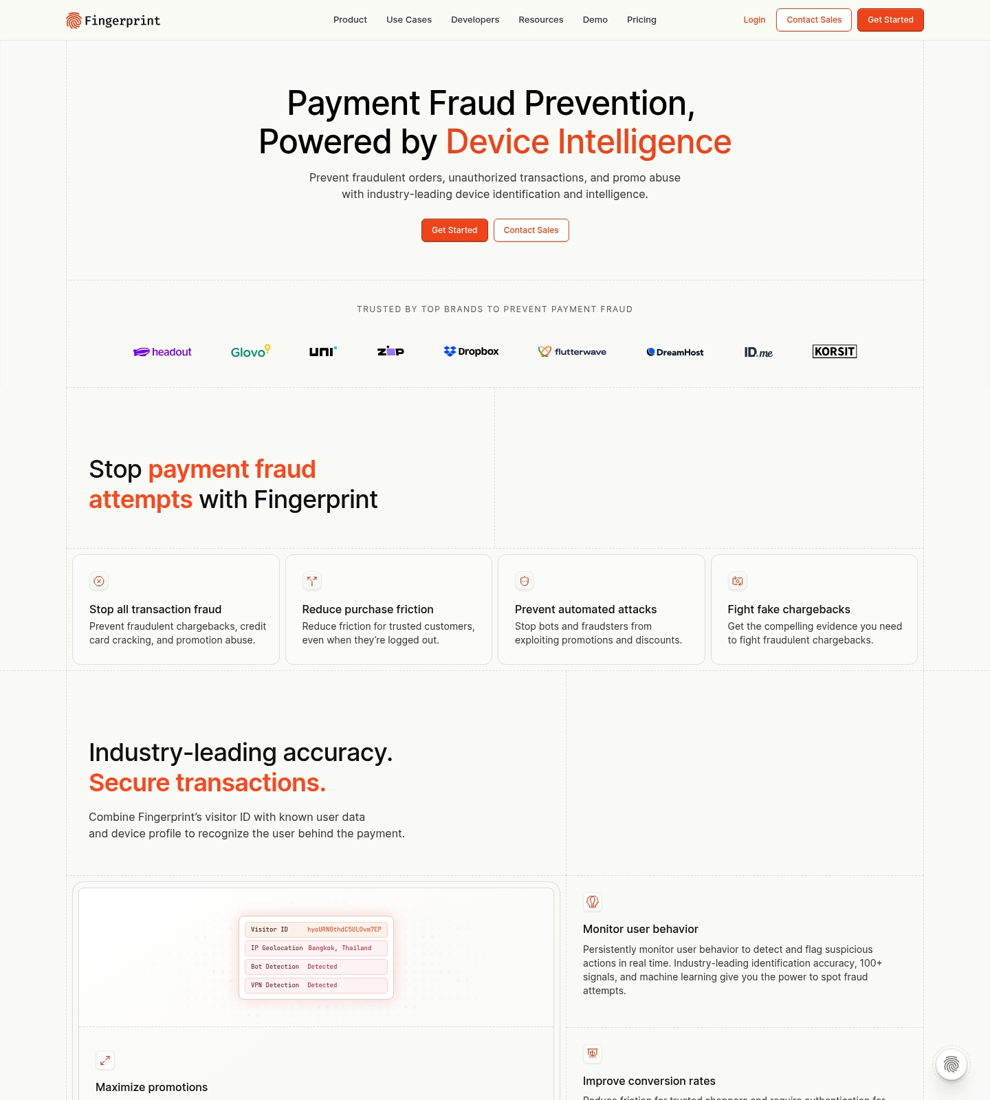 Saaspo | Fingerprint Use Cases Page