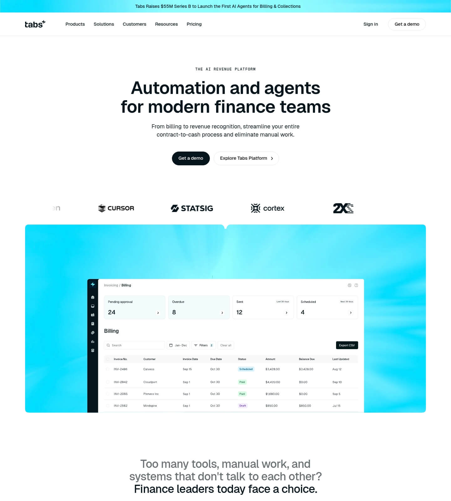 Saaspo | Tabs Landing Page