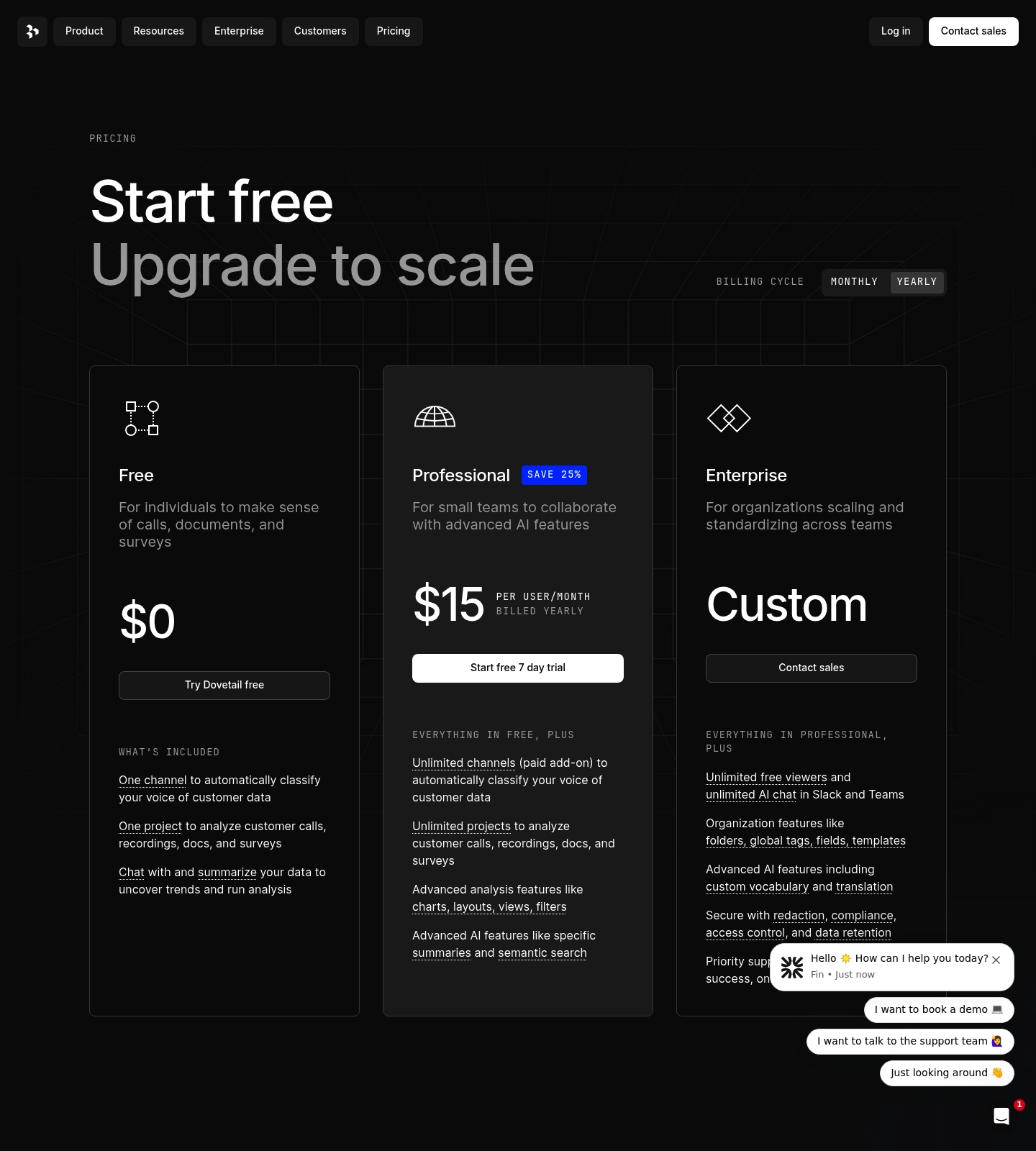 Saaspo | Dovetail Pricing Page