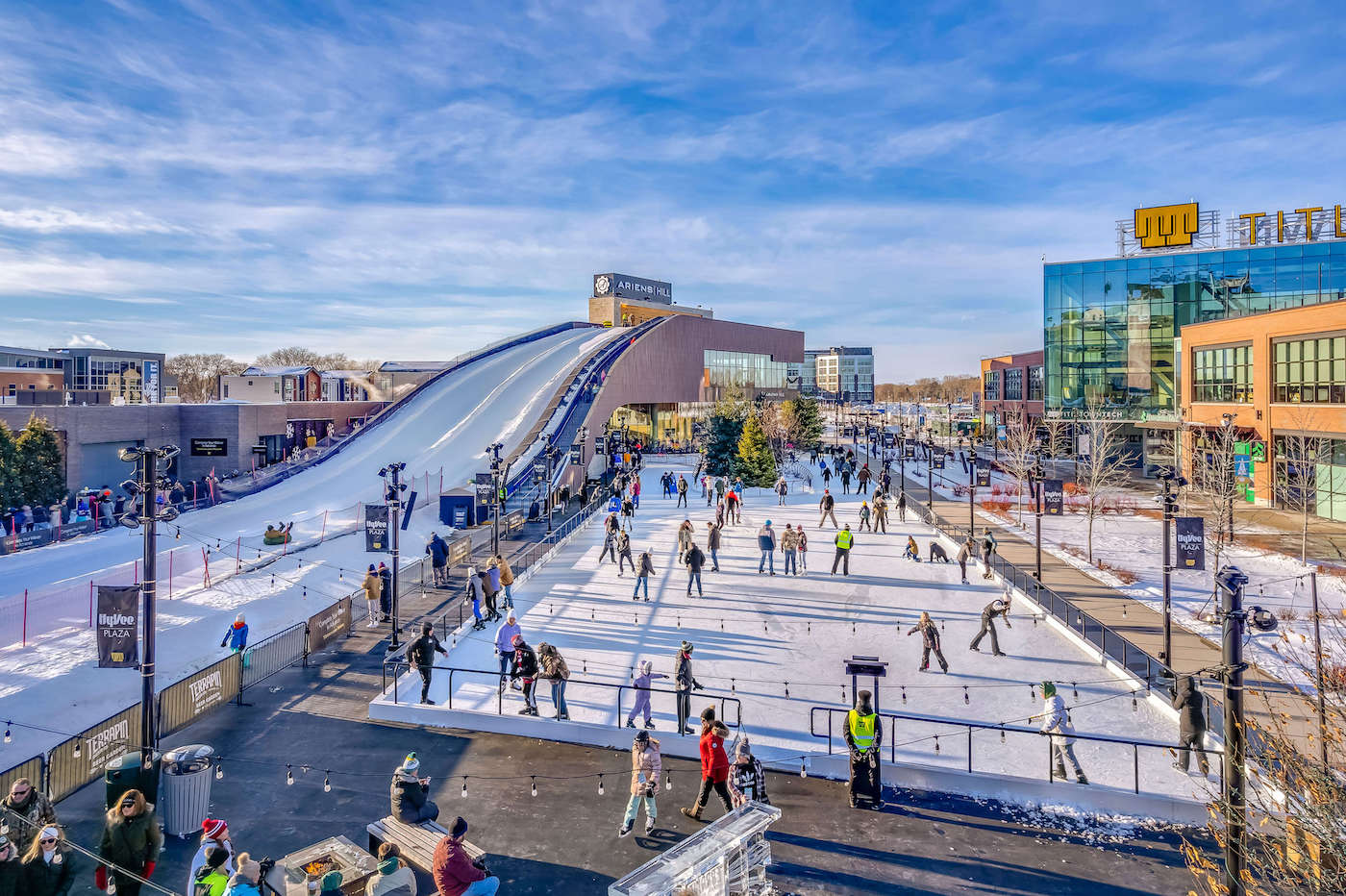 Ice Skating Near Lambeau Field at Titletown Hyvee Plaza