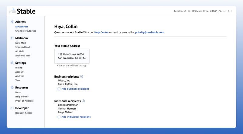 A virtual address & mailbox for business | Stable