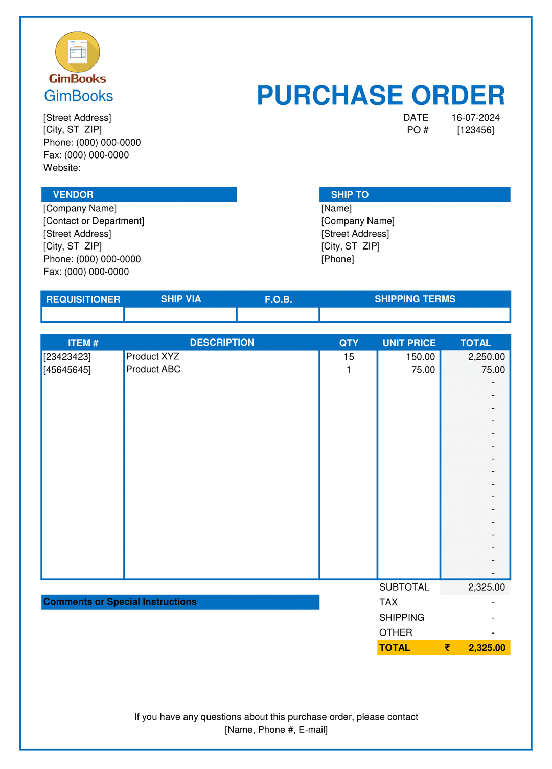 Purchase Order Format – Download Custom Templates for Business