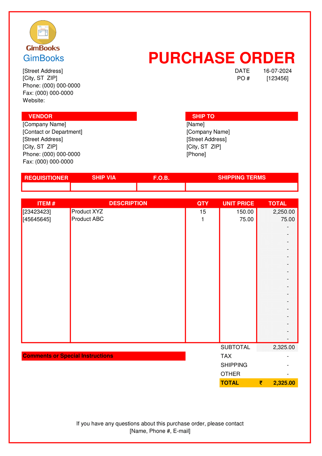 Purchase Order Format – Download Custom Templates for Business