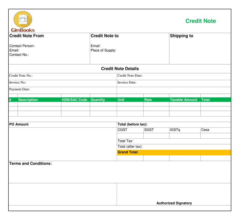 Credit Note Format - Download Templates in Word, PDF, Excel