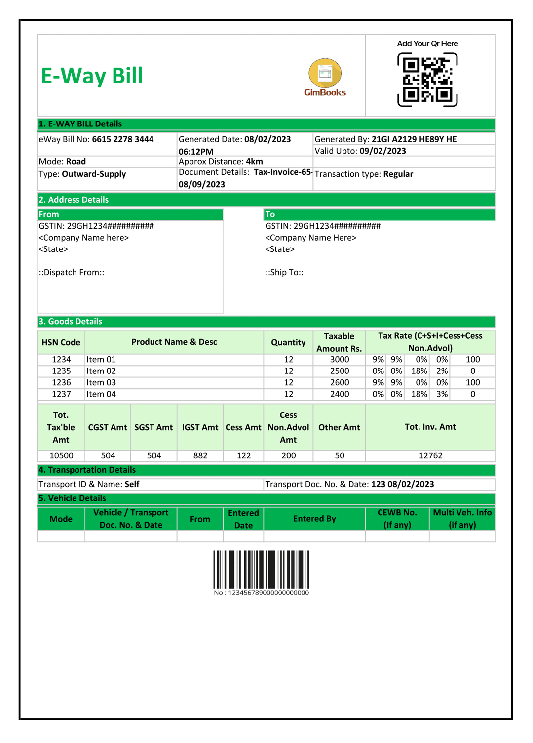 E-waybill Format – Download Free Word, PDF & Excel Templates