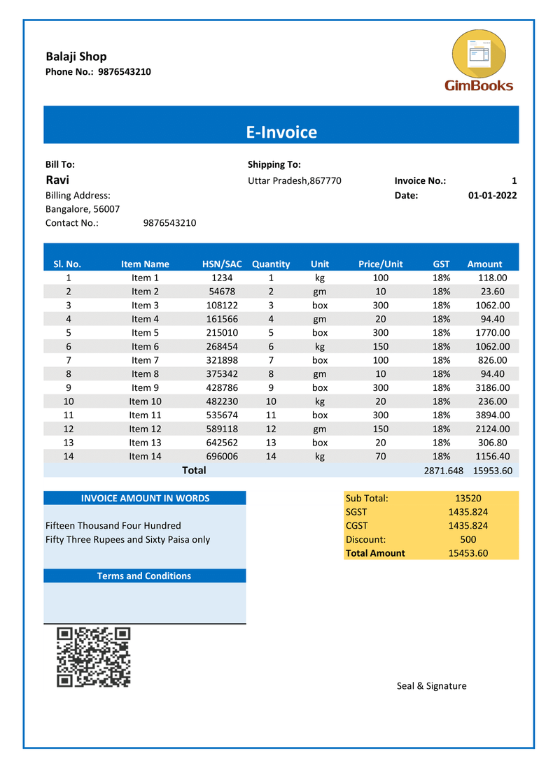GST E-Invoice Formats | Free 7-Day Trial with GimBooks