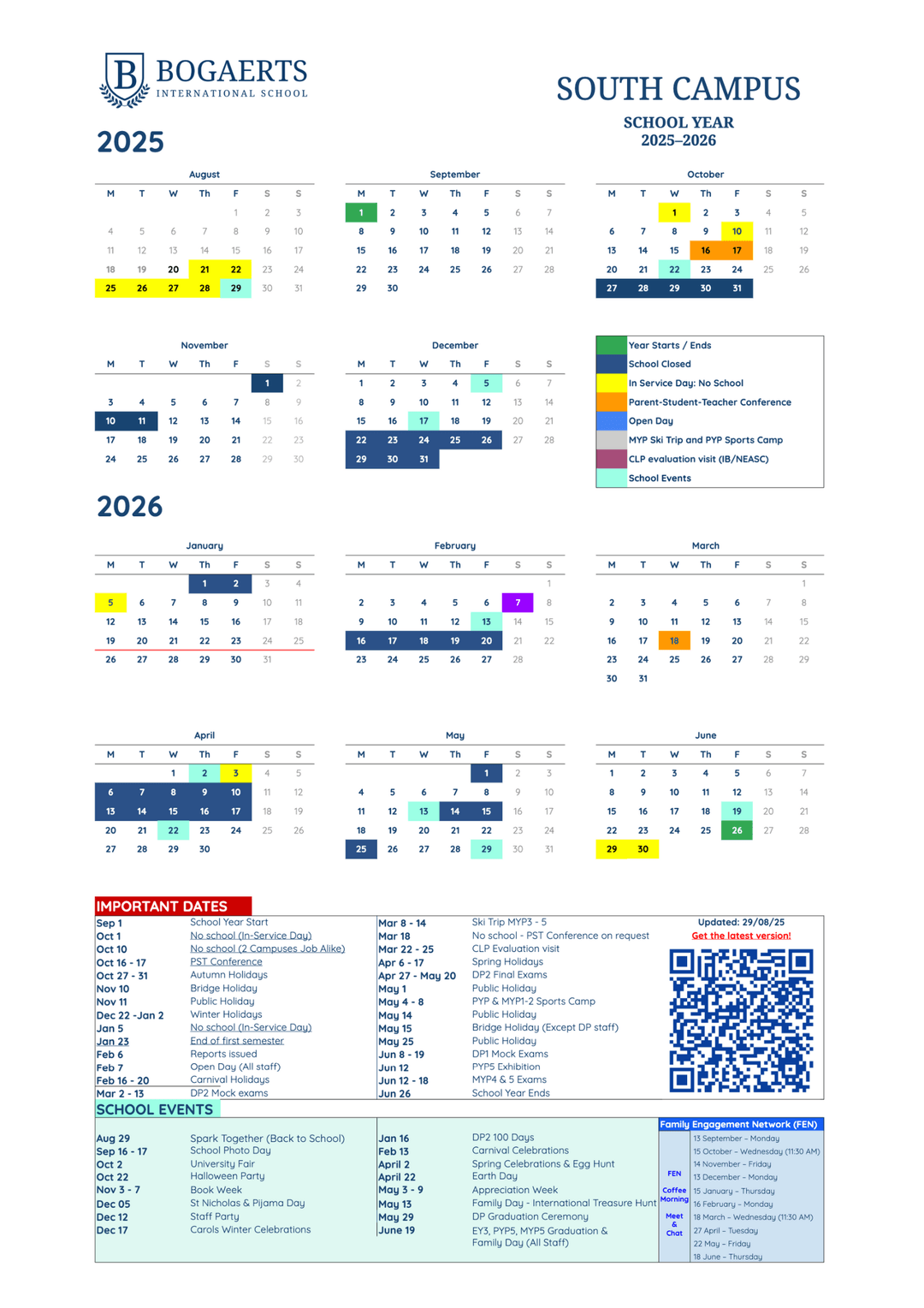 Academic Calendar - South Campus