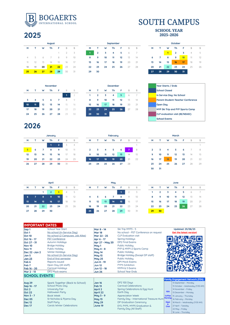 Academic Calendar - South Campus
