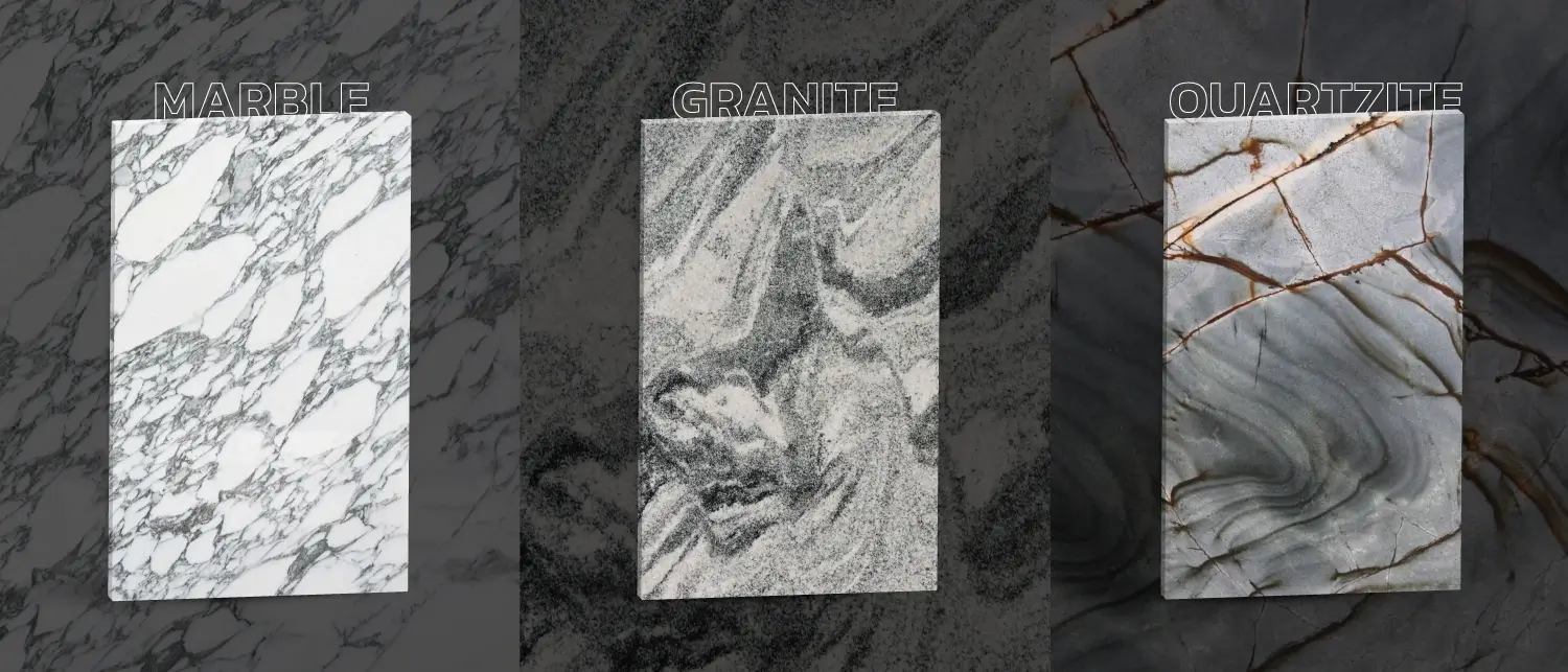 What is the difference between marble and granite? Are quartzite stones ...