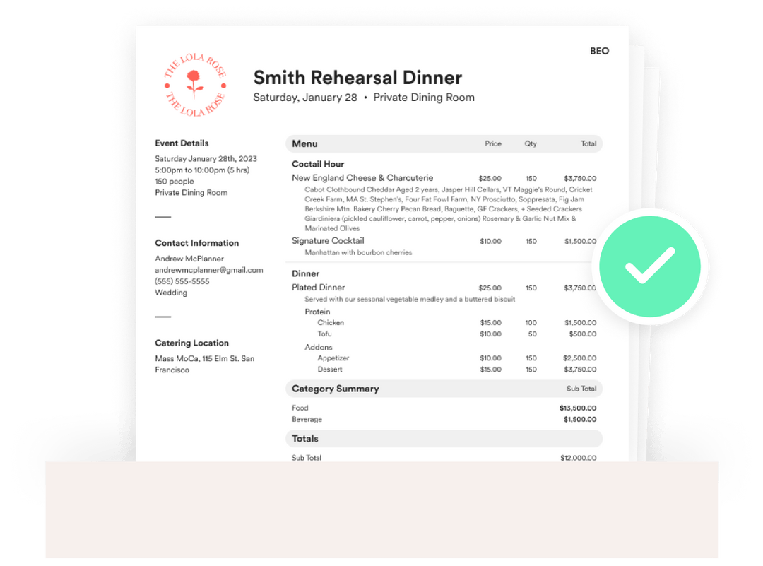 FREE Banquet Event Order (BEO) Template