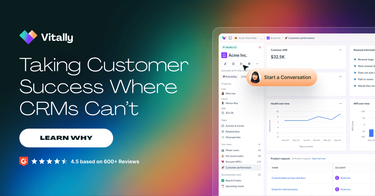 Vitally vs. CRM | Taking Customer Success Where CRMs Can't