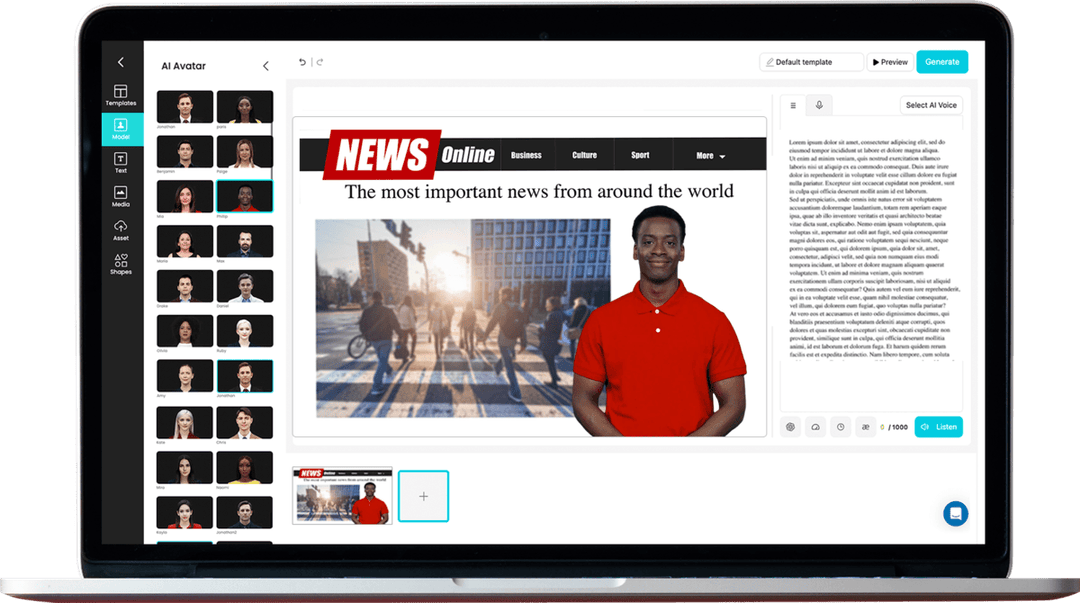 AI News Anchor and Reporter Video Generator | AI Studios