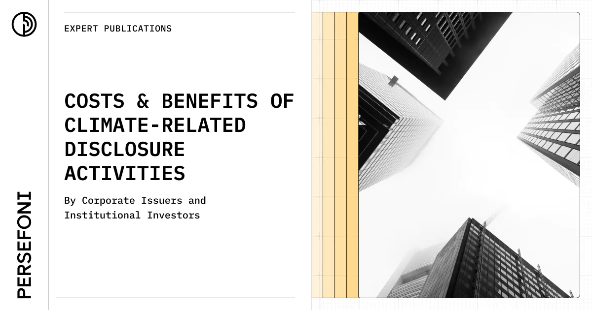 Costs and Benefits of Climate Related Disclosure Activities by ...