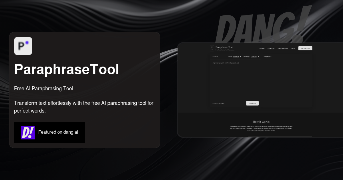 Free AI Paraphrasing Tool - ParaphraseTool
