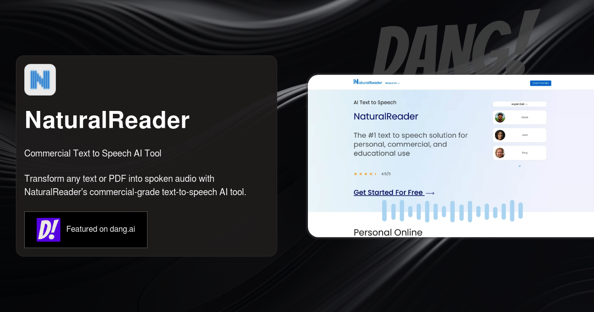 Commercial Text to Speech AI Tool - NaturalReader