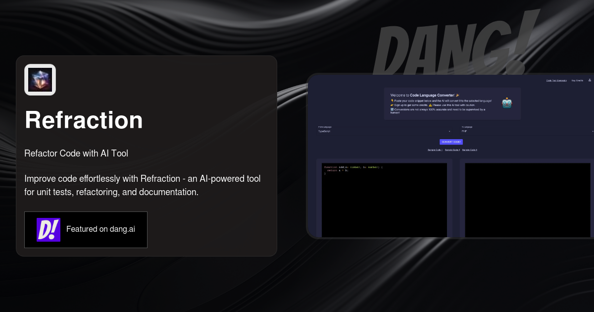Refactor Code with AI Tool - Refraction Refactor Code with AI Tool - Refraction