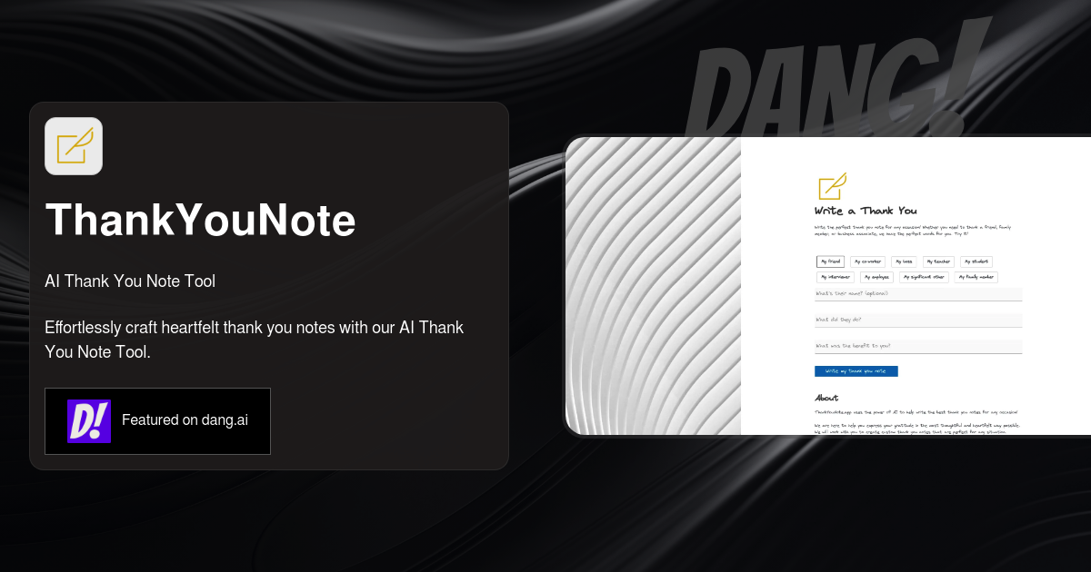 AI Thank You Note Tool - ThankYouNote - What happened to thankyounote ...