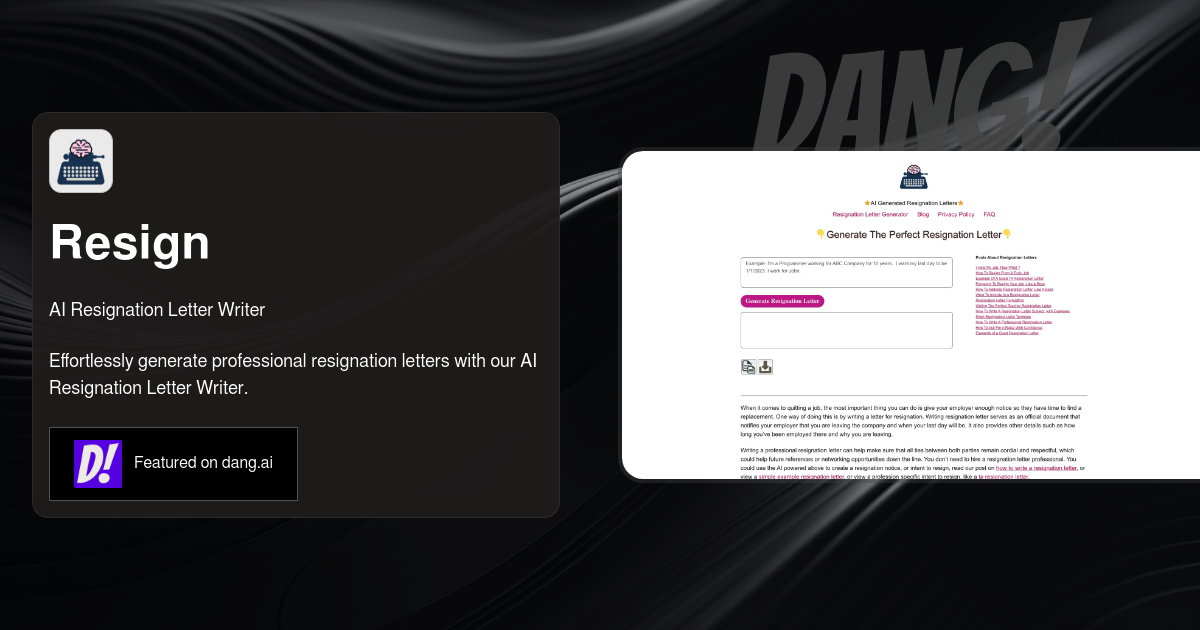 AI Resignation Letter Writer - Resign