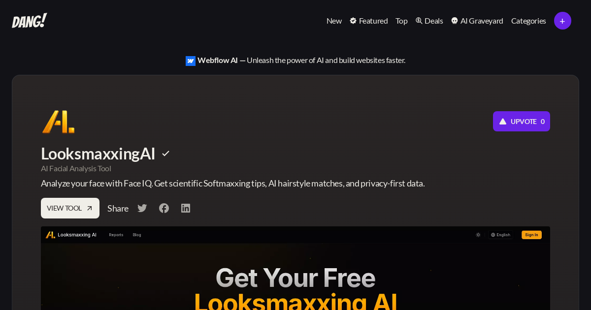 AI Facial Analysis Tool - LooksmaxxingAI