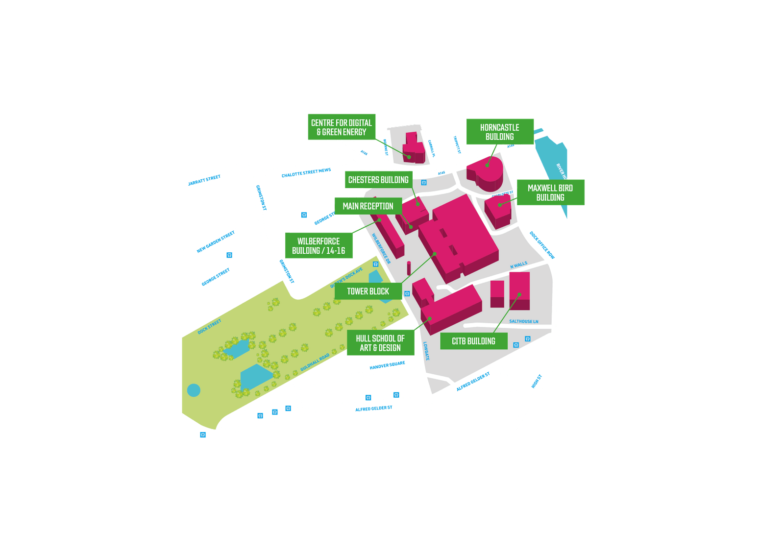 Map of the Campus at Queens Gardens | Hull College