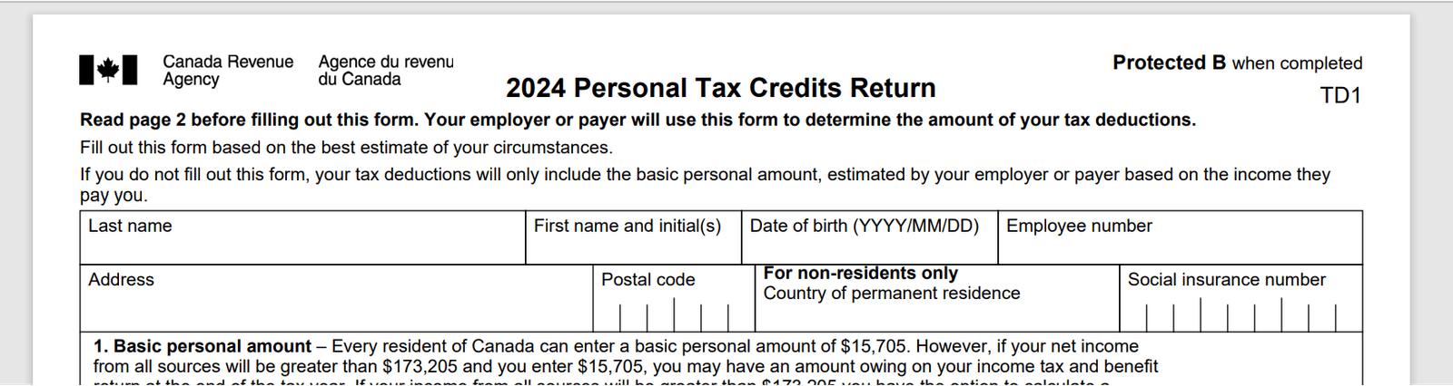 How to fill out TD1 form if you have two jobs