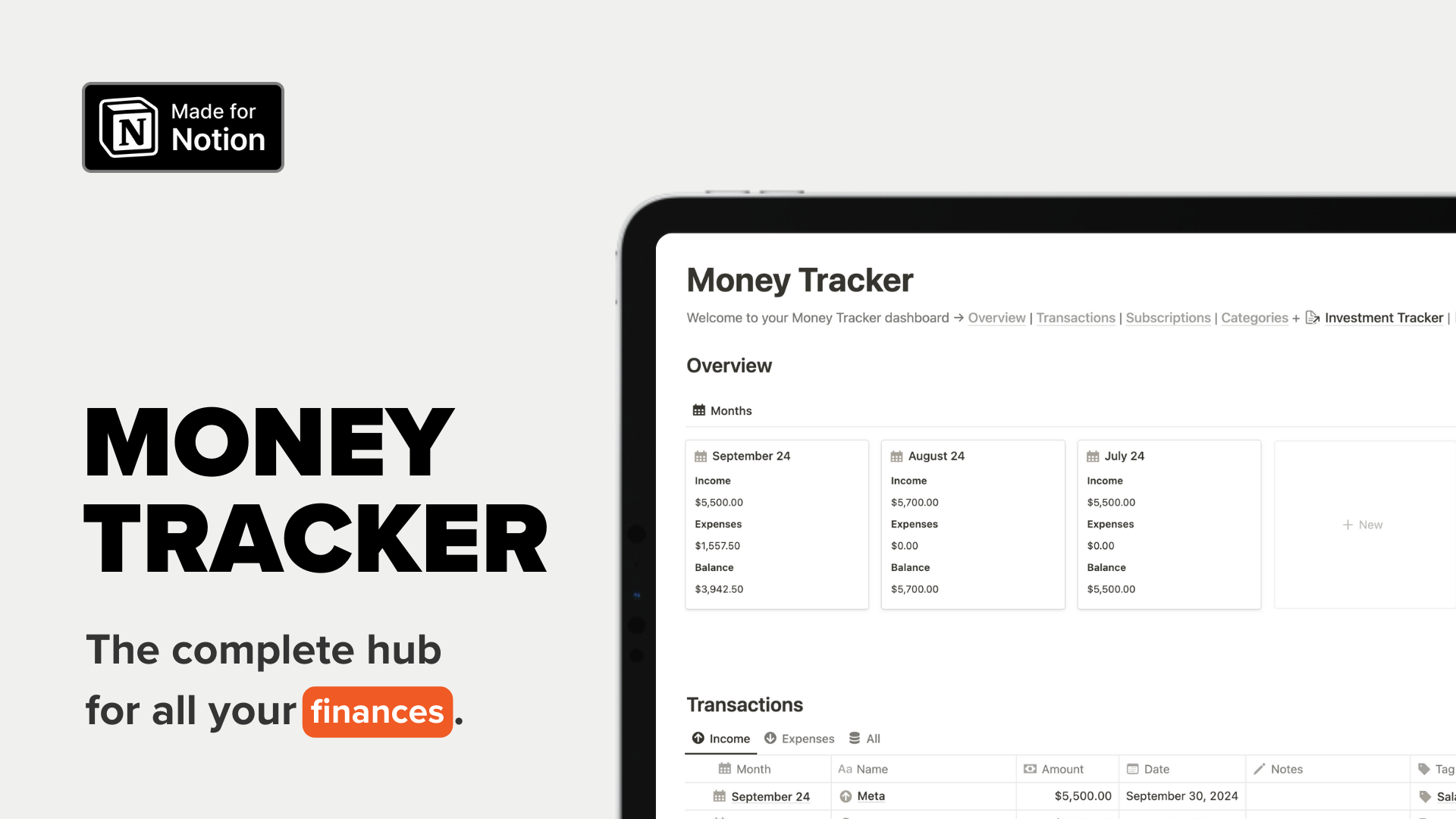 Money Tracker Notion Template